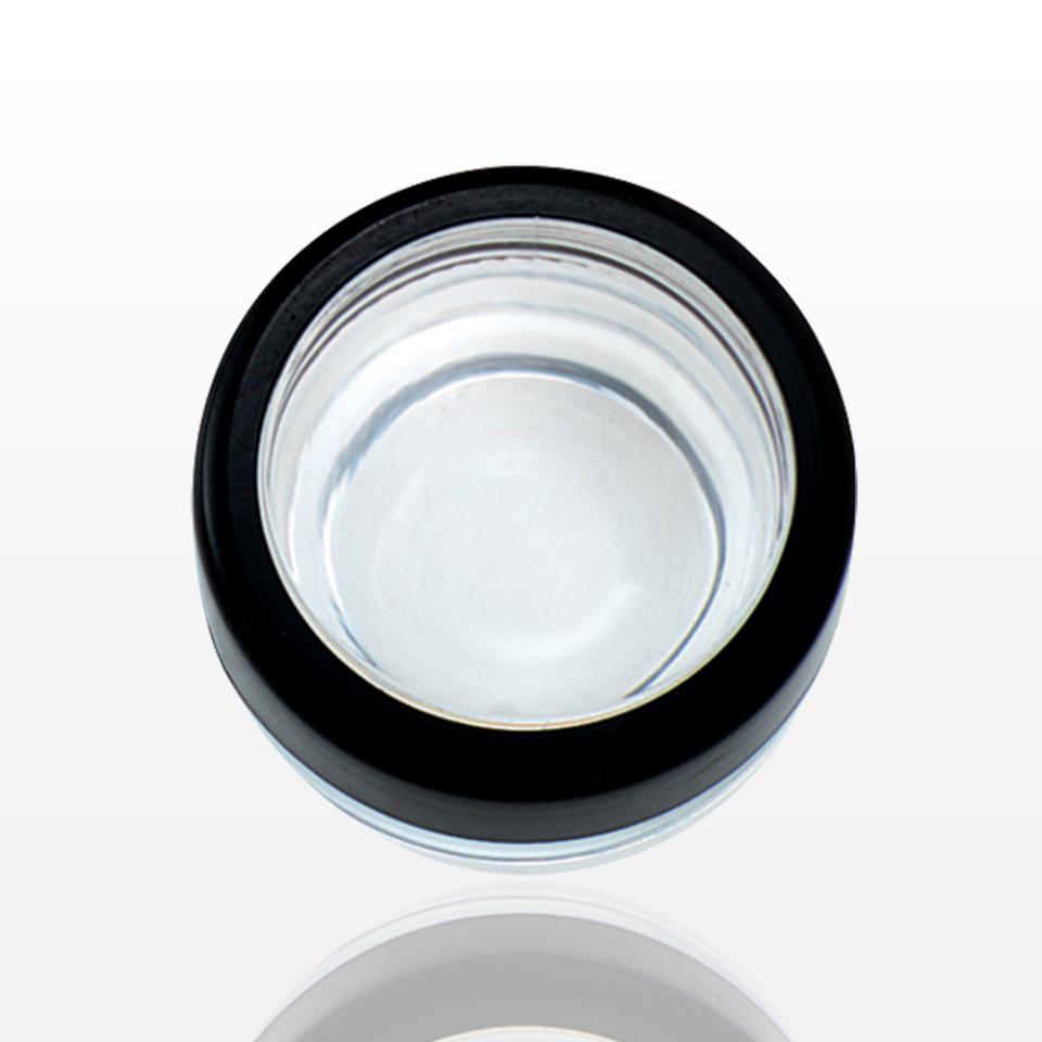 Double Wall Jar with Black Trimmed Clear Cap, Clear