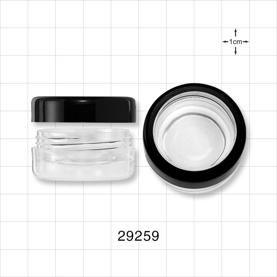 Double Wall Jar with Black Trimmed Clear Cap, Clear