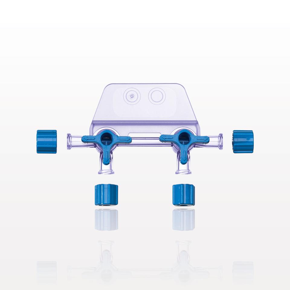 2-Gang Stopcock Manifold, 4 Female Luer Locks, Non-Vented Caps - 33031