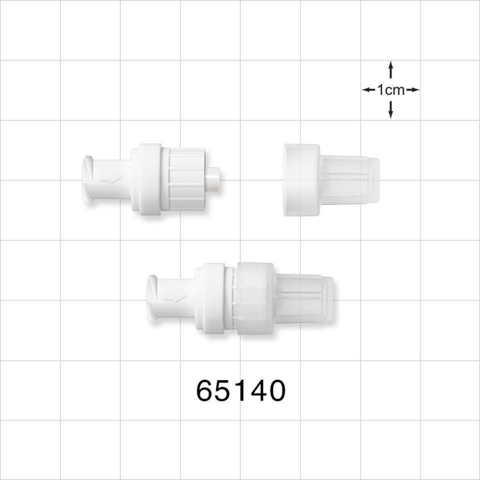 Check Valve, Female Luer Lock Inlet, Male Luer Lock Outlet with Cap - 65140