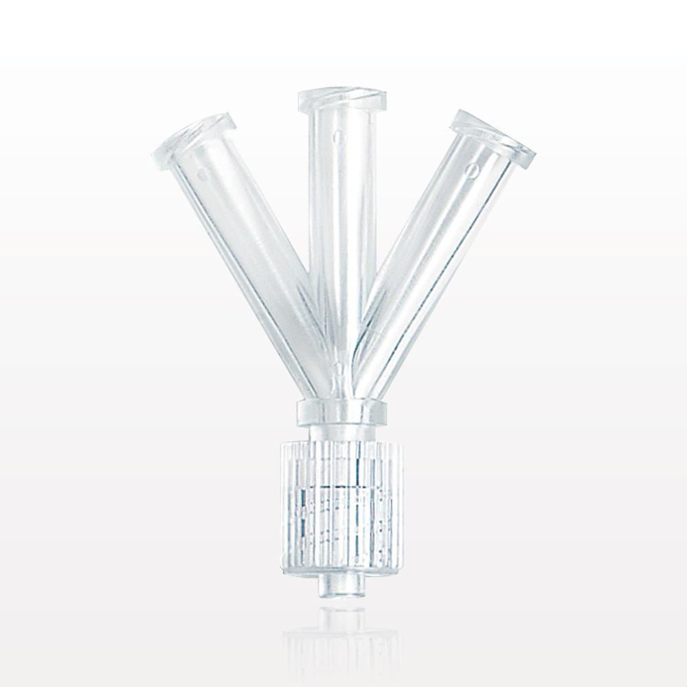 4-Way Connector, 3 Female Luer Locks to 1 Male Luer with Spin Lock - 65925