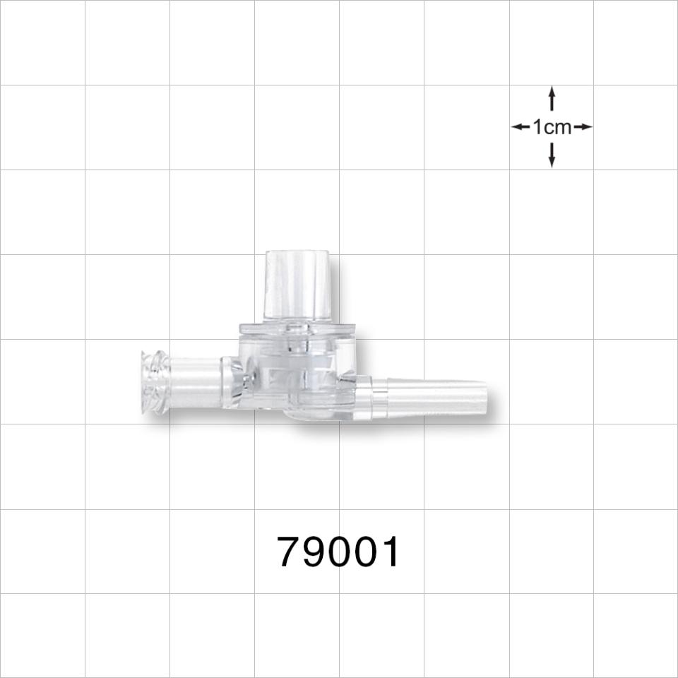 Dual Check Valve, Male Luer Slip Outlet Port, Tubing Pocket Inlet Port ...