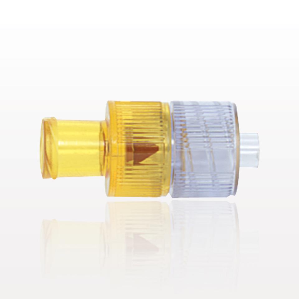 Duckbill Check Valve; Yellow Inlet, Clear Outlet; Female Luer Lock ...