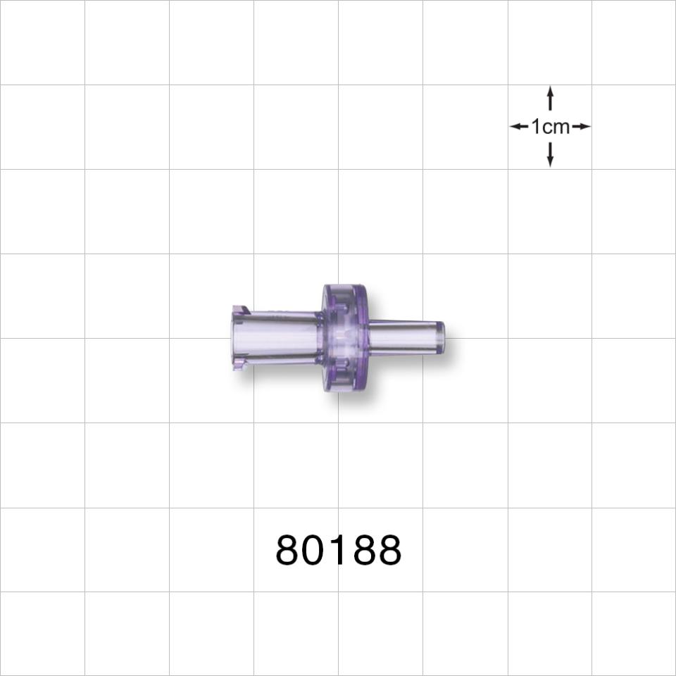 Check Valve, Female Luer Lock Inlet to Male Luer Slip Outlet - 80188
