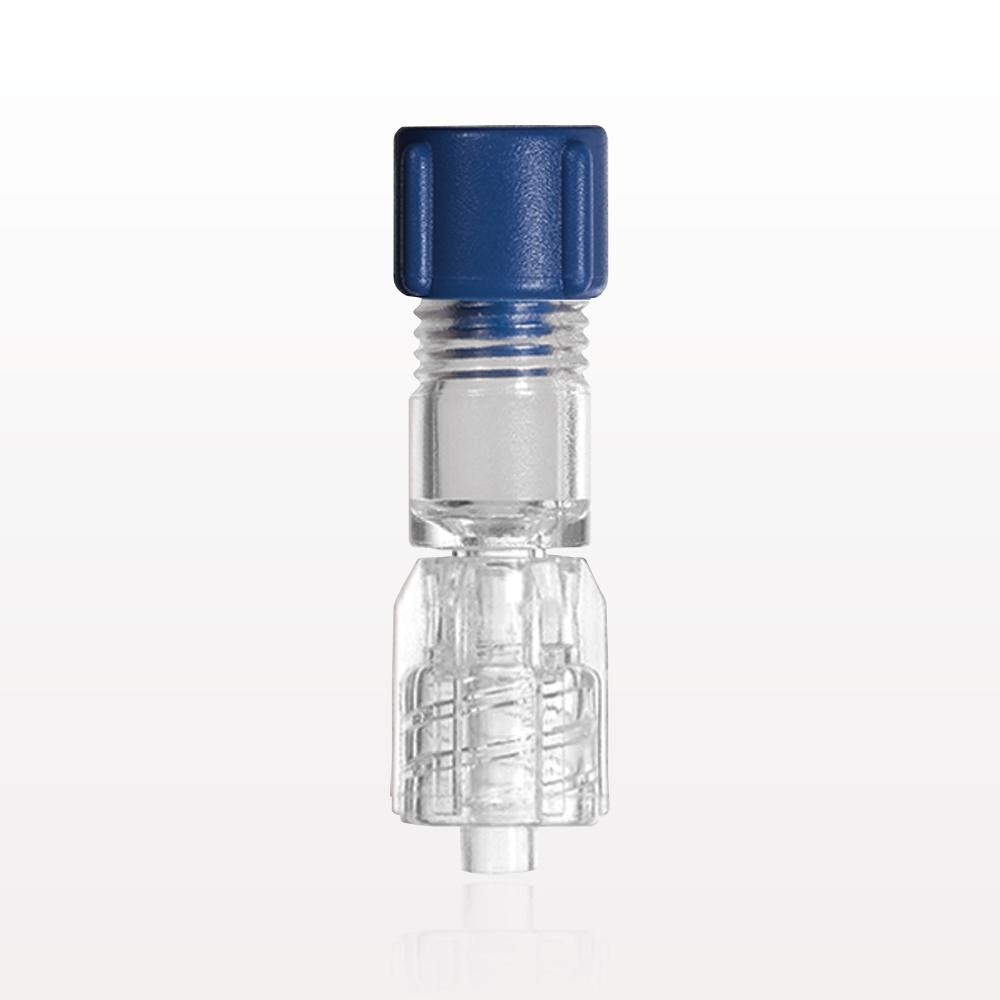 Tuohy Borst Adapter with Blue Flat Cap, Male Luer Connector with Spin ...