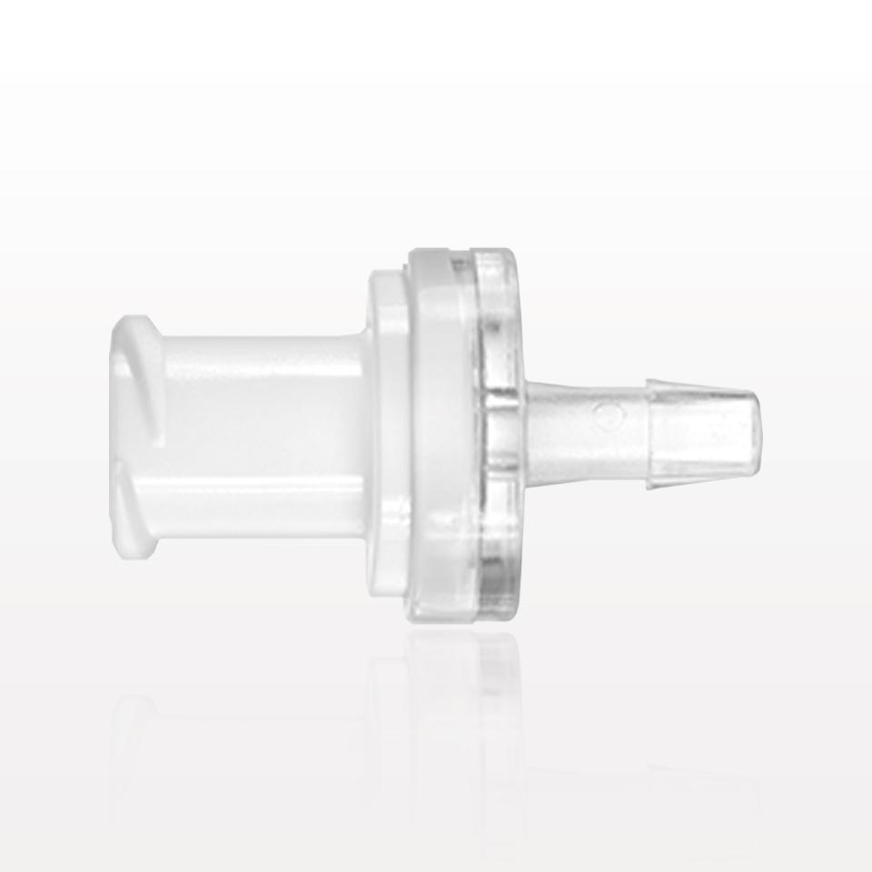 Check Valve, White Inlet, Clear Outlet, Female Luer Lock, Barbed - 80504