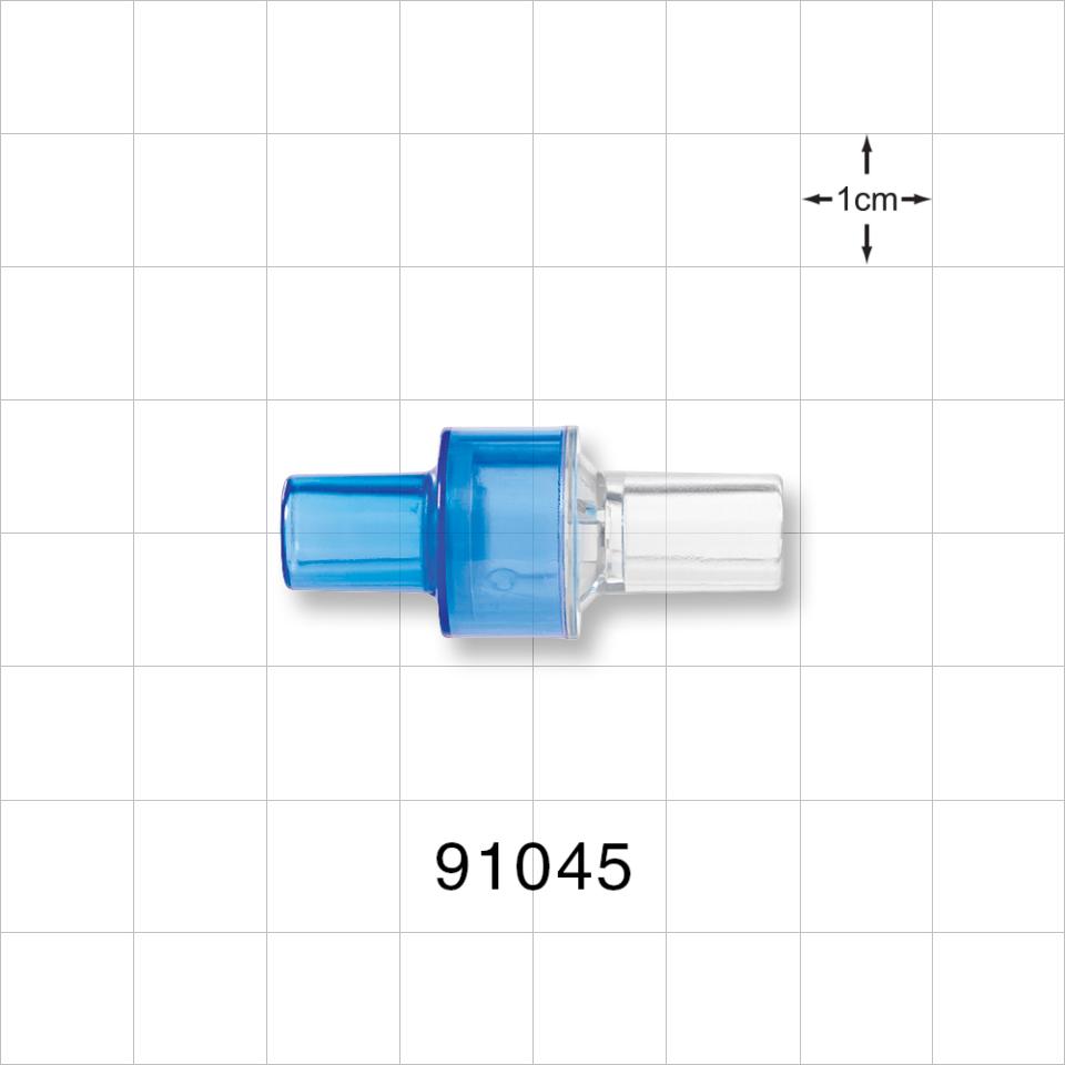 High-Flow Check Valve, Blue Inlet, Clear Outlet