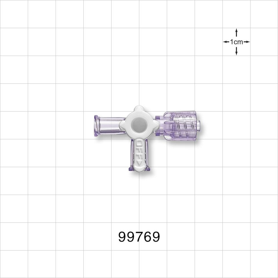 3-Way Stopcock, 2 Female Luer Locks, 1 Male Luer Lock - 99769